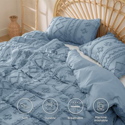 Cina Jacquard spazzolato Comodino in microfibra solida Modello geometrico Tufted Set di biancheria da letto in quattro pezzi in vendita