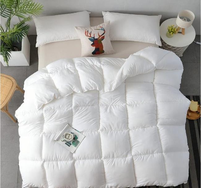 Quilted Winter White Down Alternative Comforter showing box quilting pattern