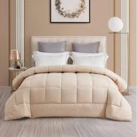 Quality Beige Stitched Queen Microfiber Comforter Set Soft Microfiber Polyester Duvet for sale