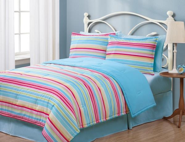 Quality Polyester Striped Printed Microfiber Comforter Blue All Season Hypoallergenic Duvet for sale