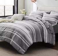 Quality Polyester Grey Striped Cationic Microfiber Polyester Comforter Quilt Hypoallerge for sale