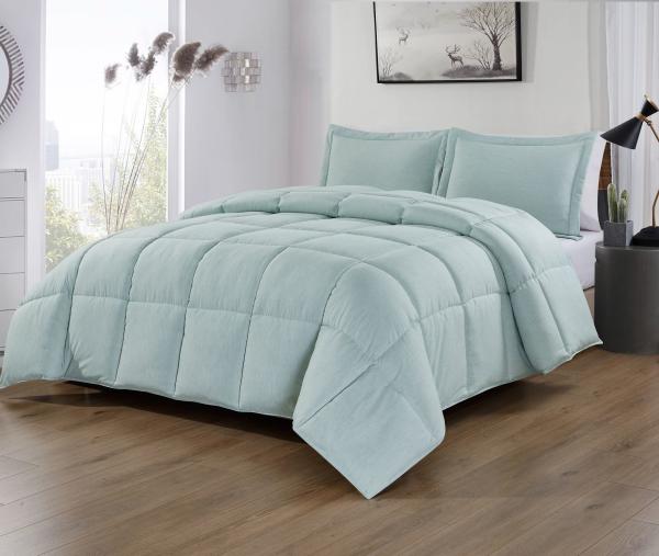 Quality Quilted Cationic Comforter Bedding Aqua Fabric Washable Quilt Bedding Polyester Fill for sale