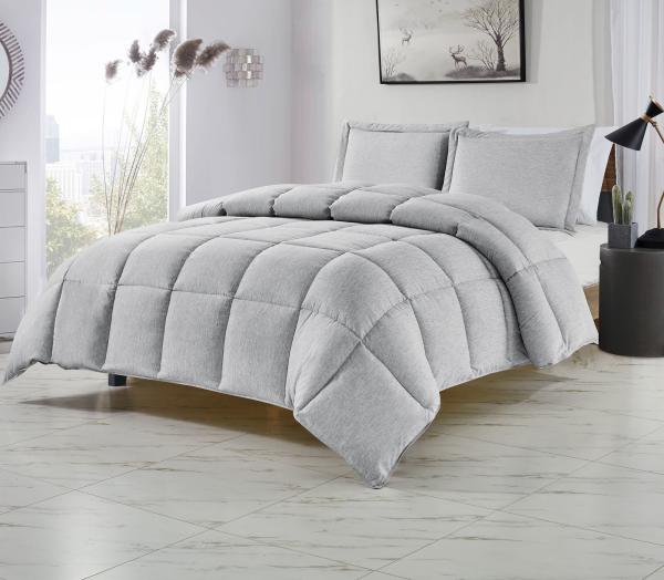 Quality Cozy Grey Cationic Comforter Soft Cationic Fabric Neutral Tones Bedding for sale