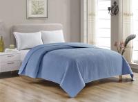 China Soft Ultrasonic Bed Spread Blue Polyester Queen Solid Comforter Sets Machine Washable for sale