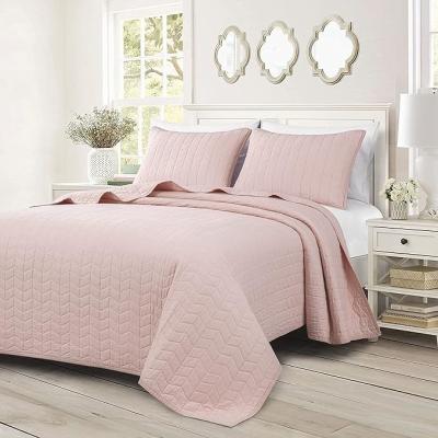 Cina Copriletto di letto ricamato a colori solidi completo 120gm copriletto ad ultrasuoni di microfibra in vendita