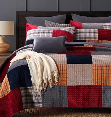 Cina Trapunta fatta a mano in tessuto tinto in filo di velluto olandese, patchwork, trapuntata, decorativa natalizia, copriletto ricamato in vendita