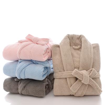 China Thermal Terry Knitted Waffle Bathrobe All Season Waffle Weave Bathrobe For Men Women for sale