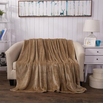 China Luxurious Adult Soft Coral Fleece Blanket Jacquard Breathable Coral Plush Blanket for sale