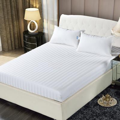 China Cotton Sateen Stripe Bed Sheet Set 233/300/400 Thread Count All Season Comfort for sale