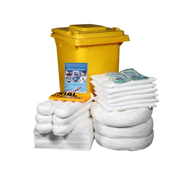 Quality 240L Oil Only Spill Kits Wheelie Bin For Hydrocarbon Absorption for sale