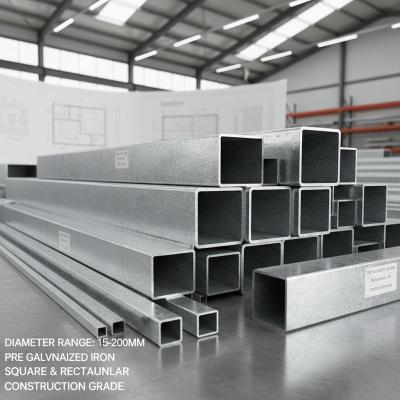 China Diameter Range 15mm To 200mm Pre Galvanized Iron Pipe In Square And Rectangular Section Shapes For Construction for sale