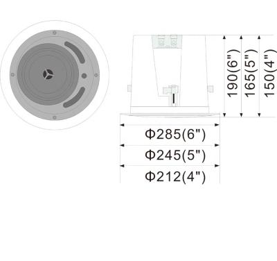 China Coaxial Flush Mount Ceiling Speaker 8 Ohm Impedance Waterproof for sale