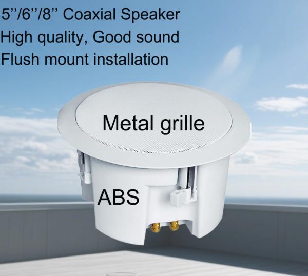 Quality Hotel Schools 100/70V Ceiling Speakers 8 Inch 40/20/10/5w/8ohm Coaxial Loudspeaker for sale