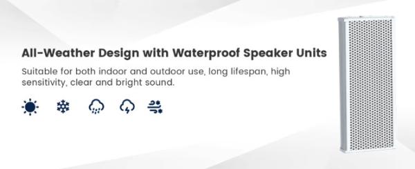 Quality 60W Outdoor Column Speaker IP44 Upright Speaker Aluminium Shell for sale