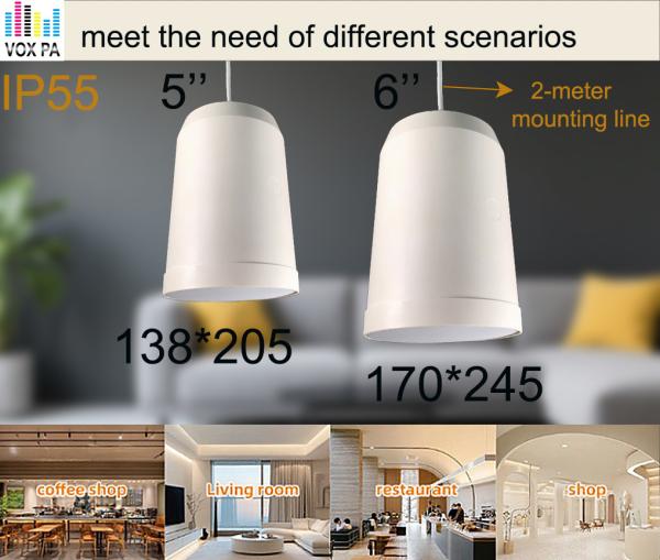 Quality 10w/5w 5-inch Hanging Speaker IP55 Waterproof Full Range Speaker with 2-meter Mounting Line for sale