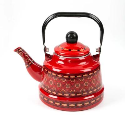 China No 305 Porcelain Enamel Teapot Custom Decal Printing Metal Steel Teapot Water Pot Butter Pot for sale