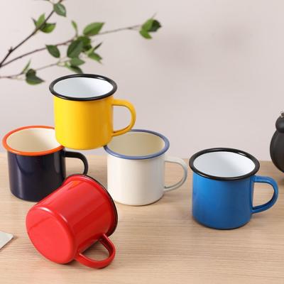 China 80000piecesYear Enamel Water Cup Set Iron Metal Enamel Mug Sublimation Blank Coating with High Temperature Logo Printing for sale