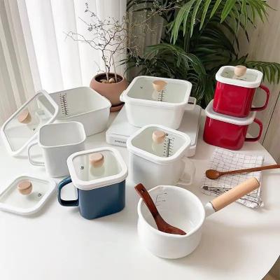China Enamel Coating Multifunctional Household Cookware Hot Pot Metal Milk Pot Noodle Small Pot Small Coup Cooker Cookware Set for sale