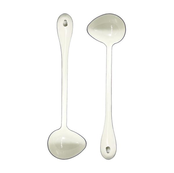 Quality Customized Color Enamel Soup Ladle 12.2 Inch Enamel Steel Cooking Spoons OEM for sale
