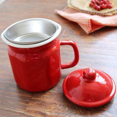 Quality Custom Color Enamel Oil Container 1.2L Bacon Grease Container With SS304 Mesh Strainer for sale