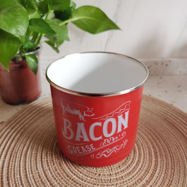 Quality Eco Friendly Enamel Oil Container Kitchen Grease Container With Handle OEM Color for sale