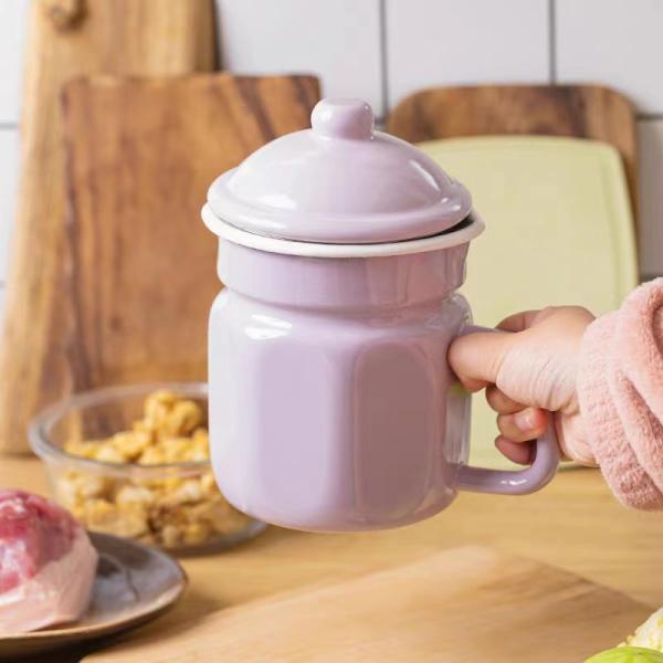 Quality Customized Logo Enamel Oil Keeper Grease Container With Stainless Steel Filter for sale