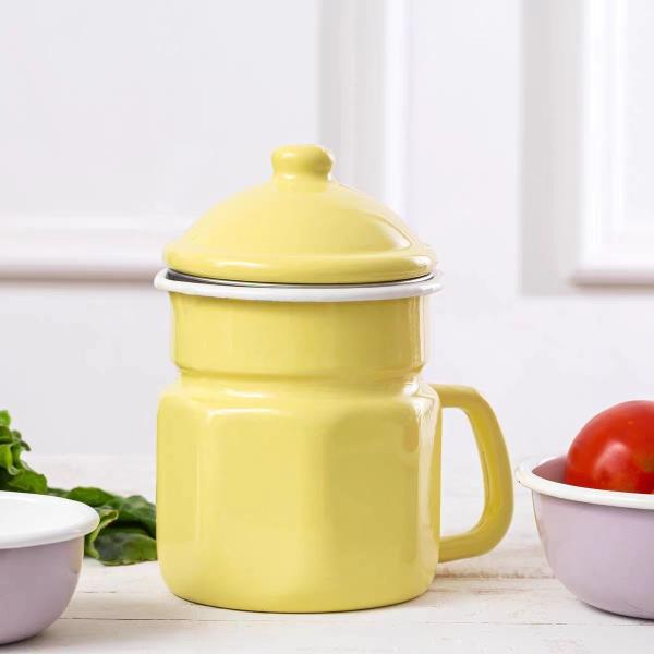 Quality Customized Logo Enamel Oil Keeper Grease Container With Stainless Steel Filter for sale