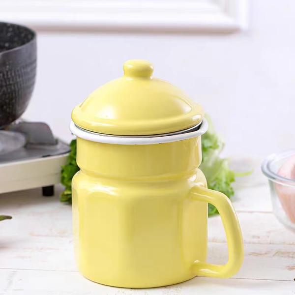 Quality Customized Logo Enamel Oil Keeper Grease Container With Stainless Steel Filter for sale