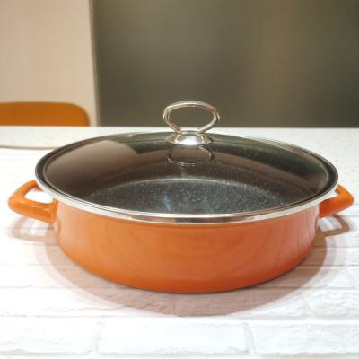 China Eco Friendly Round Buffet Pan With Enamelled Outside Customized Logo for sale