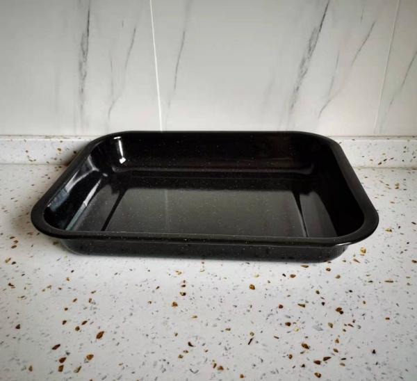 Quality 304 Steel Rim Enamel Bakeware Handmade Custom Kitchen Enamelware Baking Tray OEM for sale