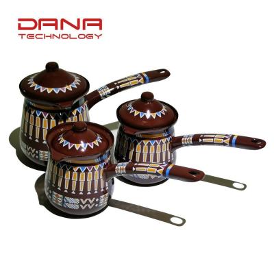 China Middle East Style Multi Size Enamel Coffee Pot Classic Turkish Saudi Style Pot Design for sale