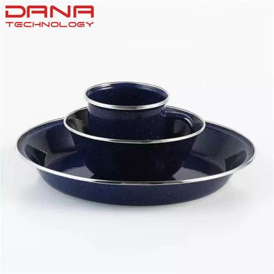 China Korean Style Enamel Tableware Set Handmade Plates Sets Dinnerware Food Contact Safe for sale