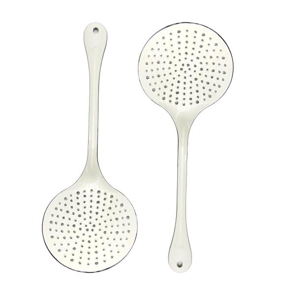 Quality Handmade Carbon Steel Slotted Spoon 13.5 Inch Skimmer Strainer Spoon Customizable for sale