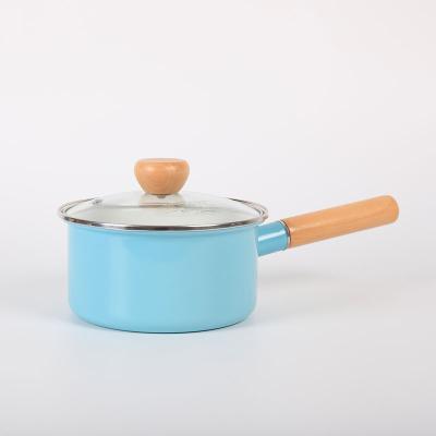 China 1650ml Red Nonstick Enameled Cast Iron Saucepan Eco Friendly For Soup Milk Heating for sale
