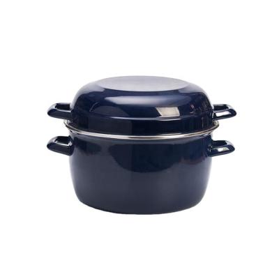 China Customized Color Enamel Mussels Pot 32cm 26cm 28cm Size For Food Preparation for sale