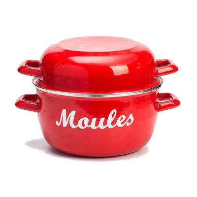 China General for Gas and Induction Cooker Multifunctional Seafood Nonstick Cast Iron Enamel Mussel Pots Sustainable Material for sale