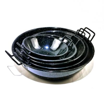China Daily Shallow Type Enamel Paella Pan Seafood Cooking Pan With Eco Friendly Materials for sale