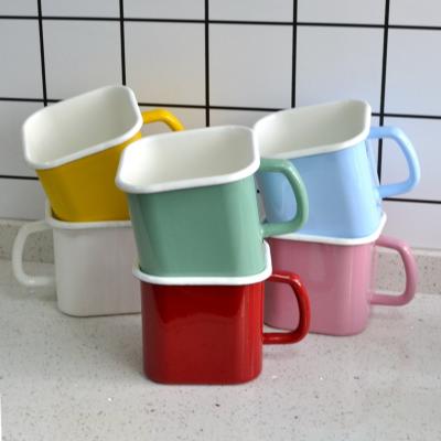 China 390g Classical Style Enamel Mug Incorporating Custom Colors Perfectly Matched to Instant Noodles Usage for sale