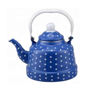 China Enamel Sample 7-10 Days Full Decal Teapot Kettle Featuring Stylish Dots Pattern Suitable for Bulk Supply for sale