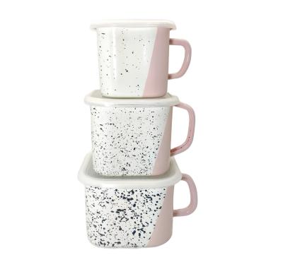China Eco Friendly 390g Kitchenware Enamel Square Pot With Frying Basket Daily Use for sale
