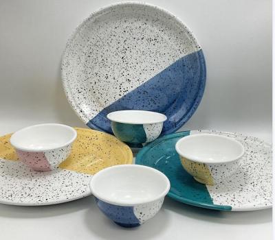 China 107RX enamel double color mixed metal tableware sets custom decal dinner 80000pieces yearly manufacturing output capacity for sale