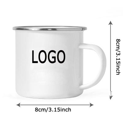 China Thickness 0.5mm White Enamel Cup 12 Oz Sublimation Blank Custom Logo Printing for sale