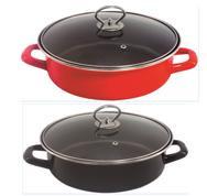 China Custom Logo 32cm Enameled Steel Cookware Non Stick Buffet Casserole Classical Style for sale