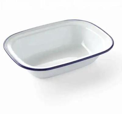 China Hygienic Old Farmstyle Enamel Soup Plate Classical Style For Catering Services OEM Logo for sale