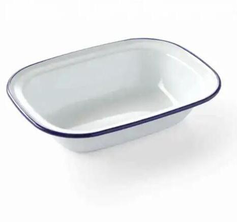 Quality Steel Rolled Edge Rim Classical Style Enamel Dinnerware Soup Plate Custom Logo for sale