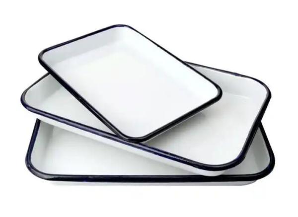 Quality Steel Rolled Edge Rim Classical Style Enamel Dinnerware Soup Plate Custom Logo for sale