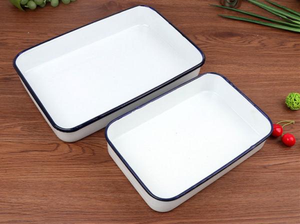 Quality Steel Rolled Edge Rim Classical Style Enamel Dinnerware Soup Plate Custom Logo for sale