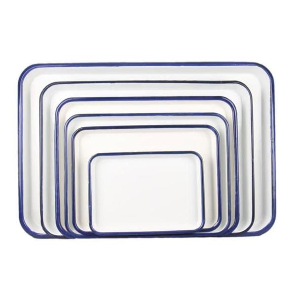 Quality Steel Rolled Edge Rim Classical Style Enamel Dinnerware Soup Plate Custom Logo for sale