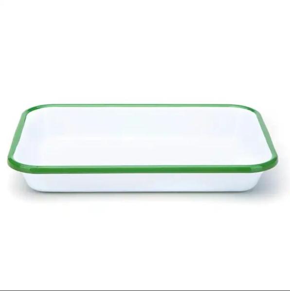 Quality Steel Rolled Edge Rim Classical Style Enamel Dinnerware Soup Plate Custom Logo for sale
