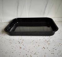 China 304 Stainless Steel Rim Rectangular Black Carbon Steel Non Stick Baking Cake Tray for sale
